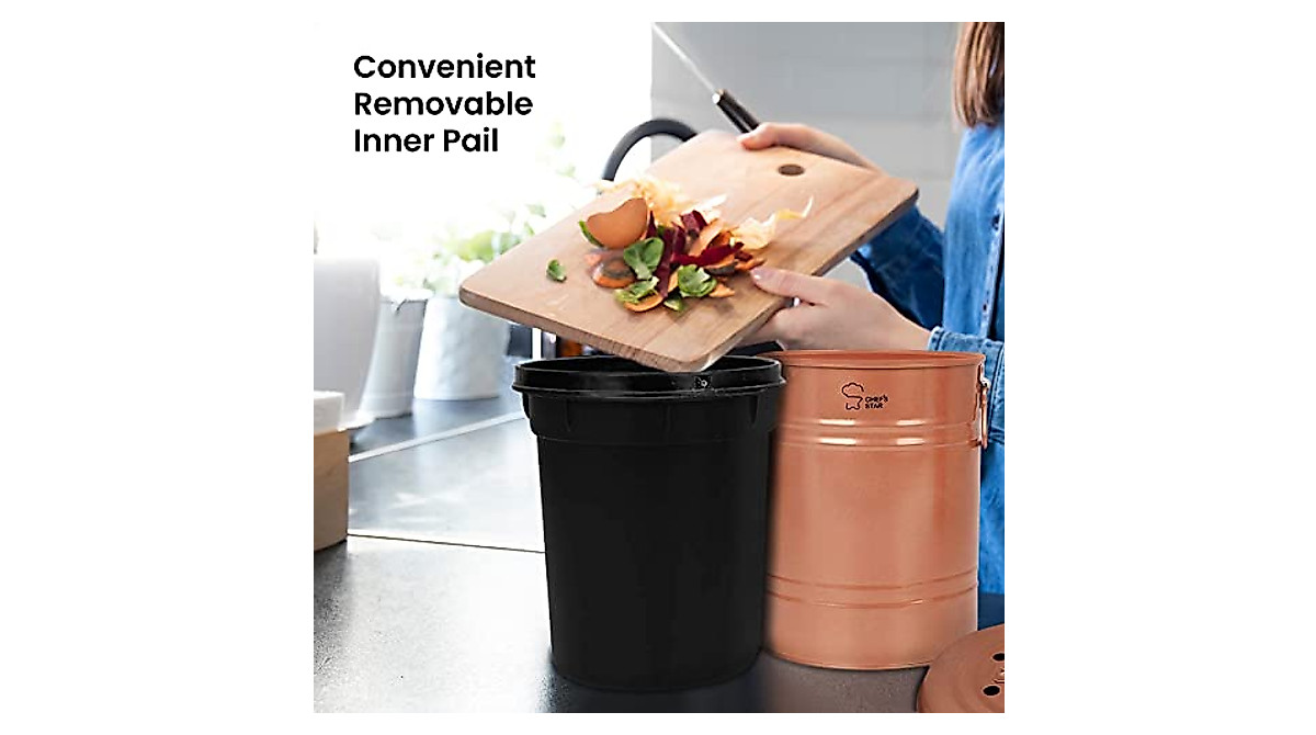 Chef's Star Copper Countertop Compost Bin - 0.7 Gallon
