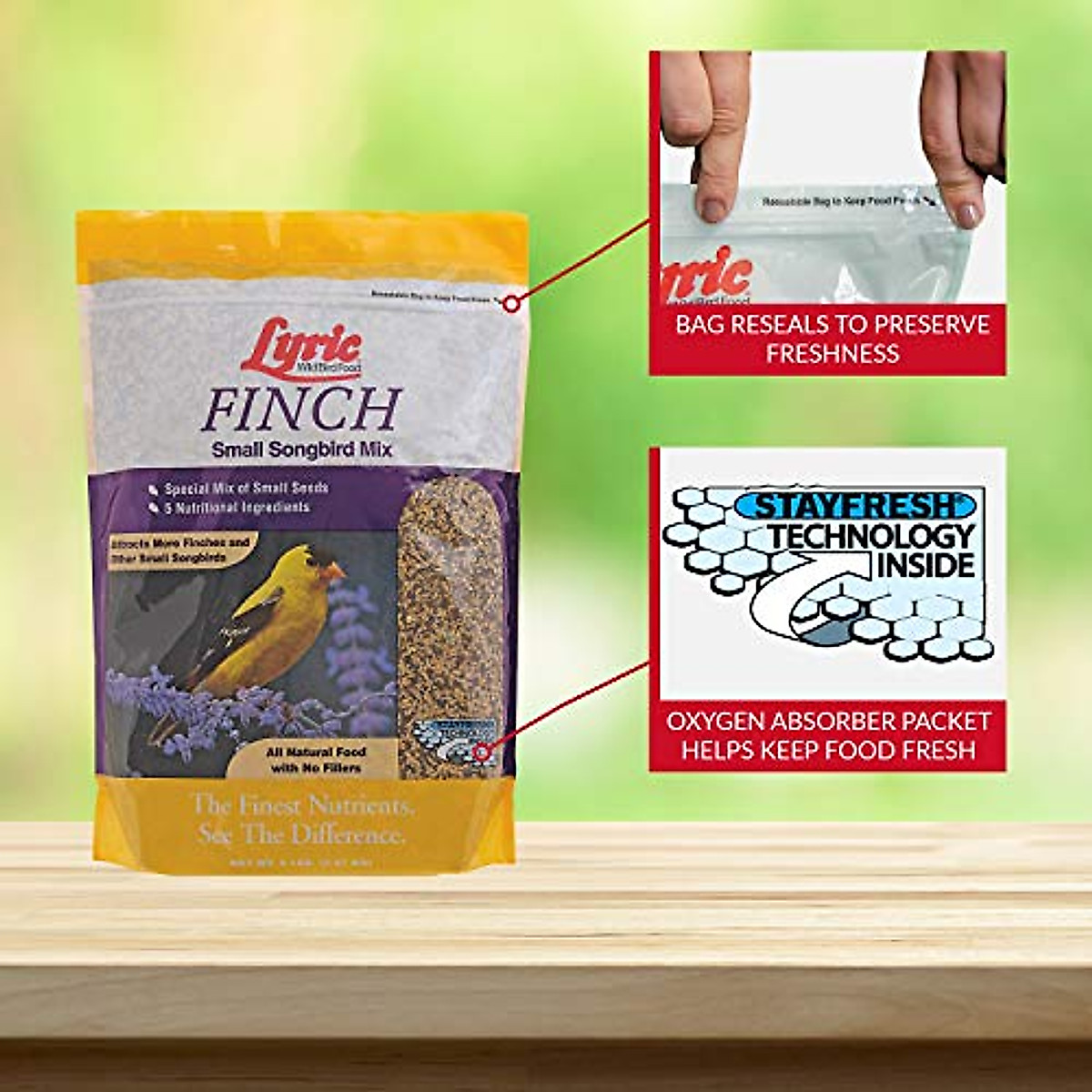 Lyric Finch - Small Songbird Wild Bird Seed - Attracts Goldfinches, House Finches, Purple Finches & More - 5 lb. Bag
