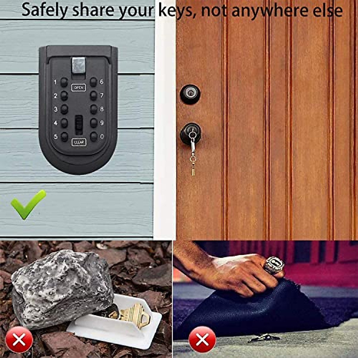 imurz Key Lock Box for Outside,Combination Lockbox for House Keys with Code,Hide a Key Outdoor Waterproof,Key Safe Wall Mounted for Home, Office, Garage,Apartment,Store,Spare Key Storage (Grey)