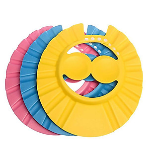 3Pcs Baby Shower Cap Soft Adjustable Bathing Shampoo Hat with Ear Protection Bath Protection Cap Children Wash Hair Sheet Hats (Random Color)