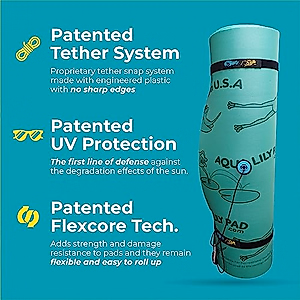 Aqua Lily Pad Original Floating Water Mat, Patented 2 Layer FlexCore Green/Yellow Foam Raft, Made in The USA (18 Foot)