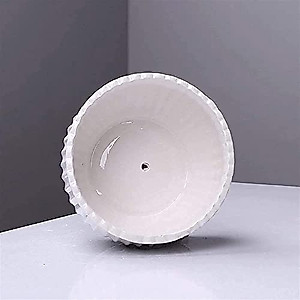 Miikoo1 White Flower Pot Outdoor Ceramic Bonsai Planter Indoor Desktop Balcony Simple Personality Plant Pot with Drainage Hole and Tray, Home Balcony Green Plants Bonsai