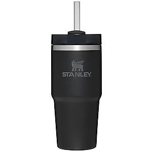 Stanley Quencher H2.0 Tumbler with Straw 14 oz | Flowstate 3-Position Lid | Cup Holder Compatible for Travel | Insulated Stainless Steel Cup | BPA-Free | Black