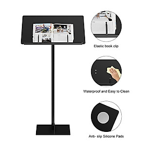 KSacry Acrylic Podium Stand, 42.3" H Black Angle Adjustable Acrylic Podiums for Church,Modern Lecterns & Pulpits for Classroom, Concert, Church, Speech, Easy Assembly, Metal Base, Black