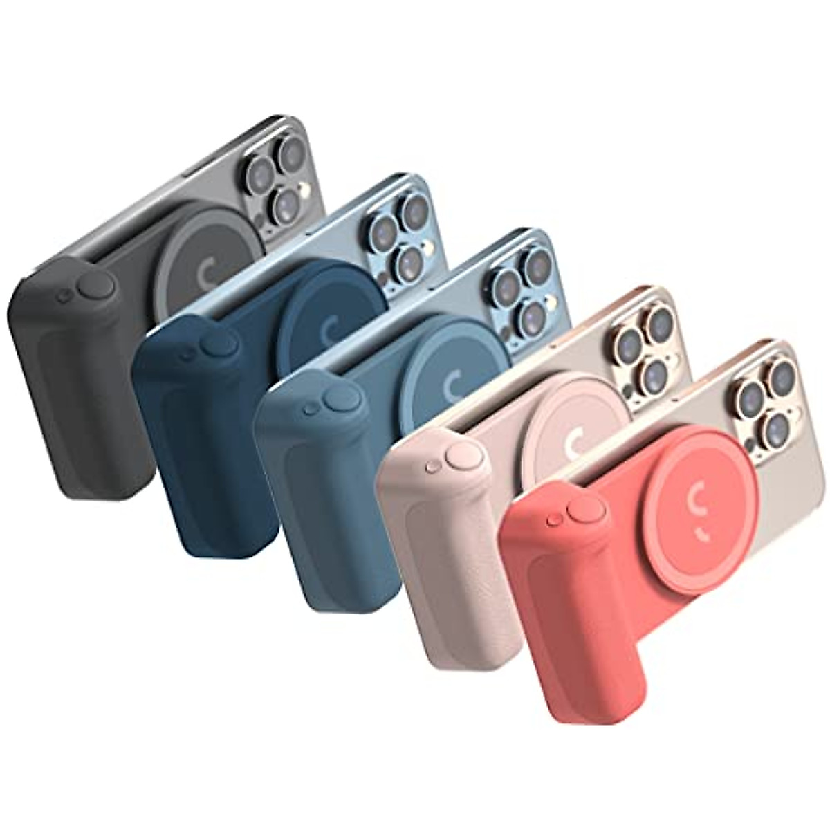 ShiftCam SnapGrip - Mobile Battery Grip with Wireless Shutter Button - Magnetic Mount Snaps on to Any Phone - Built in Powerbank with Qi Wireless Charging - Tabletop Dock | Abyss Blue