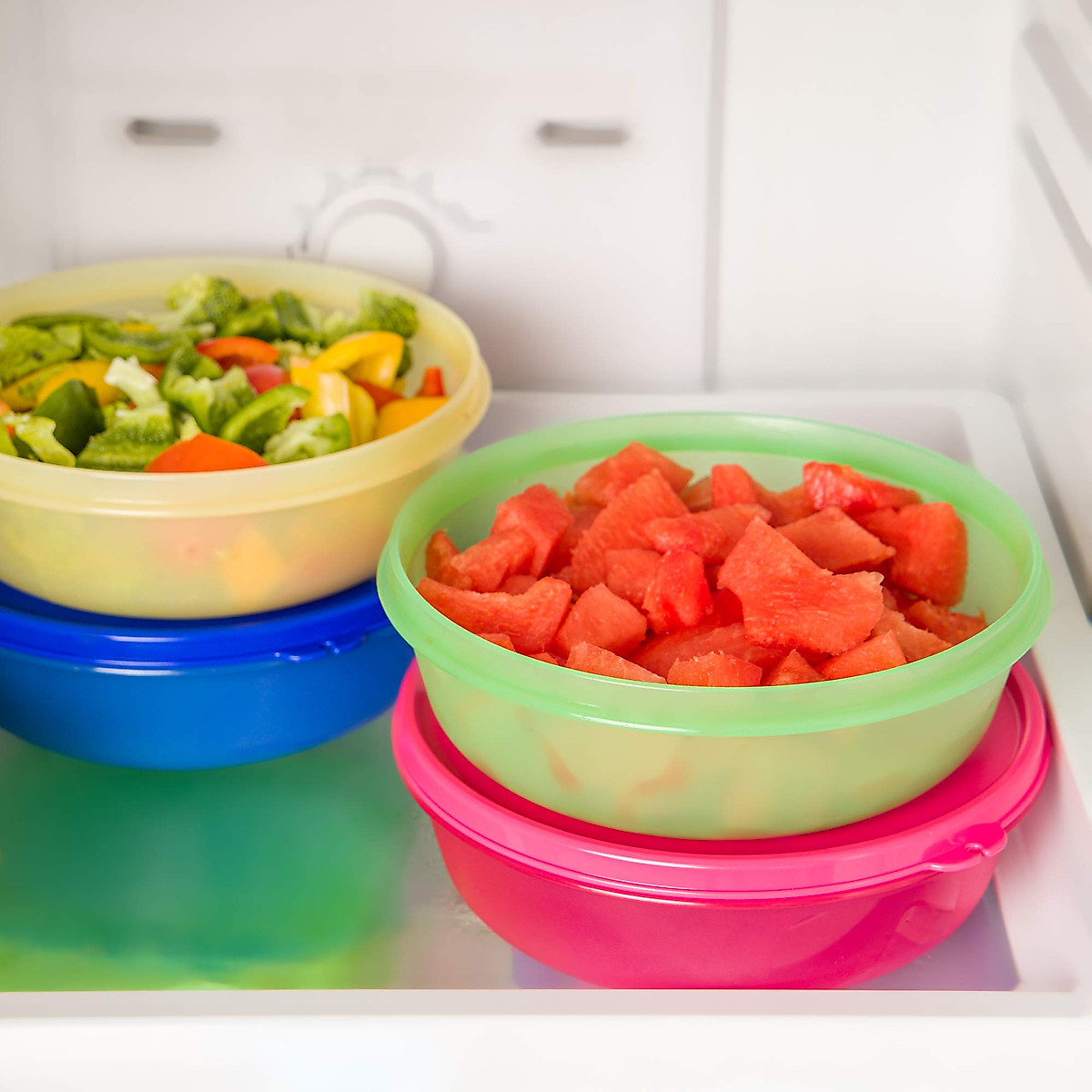 Tupperware Plastic Bowl (1000Ml, Multicolour) -4 Piece - Multicolor