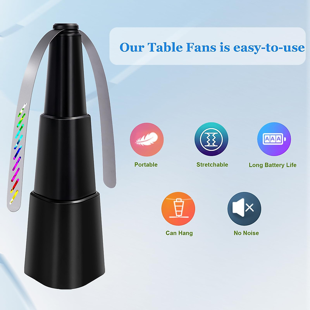 hibiker Stretchable Fly Fans for Tables 4 Packs,Portable Outdoor Fan,Food Fan for Indoor Outside,Battery Powered Fly Fan for Picnic,Party,Restaurant,Kitchen and BBQ