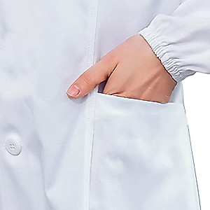 CLanItris Unisex White Lab Coat Long Sleeve Uniforms 40 inch Classic Fit with 3 Pocket (White, Medium), Medium Plus