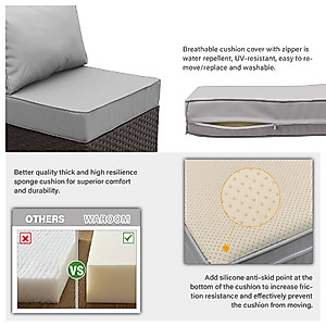 Outdoor Patio Dark Brown Rattan 7 Piece Sectional Set PE Wicker Conversation Sofa with Liftable Storage Table, Non-Slip 5" Thick Grey Cushion and Furniture Cover