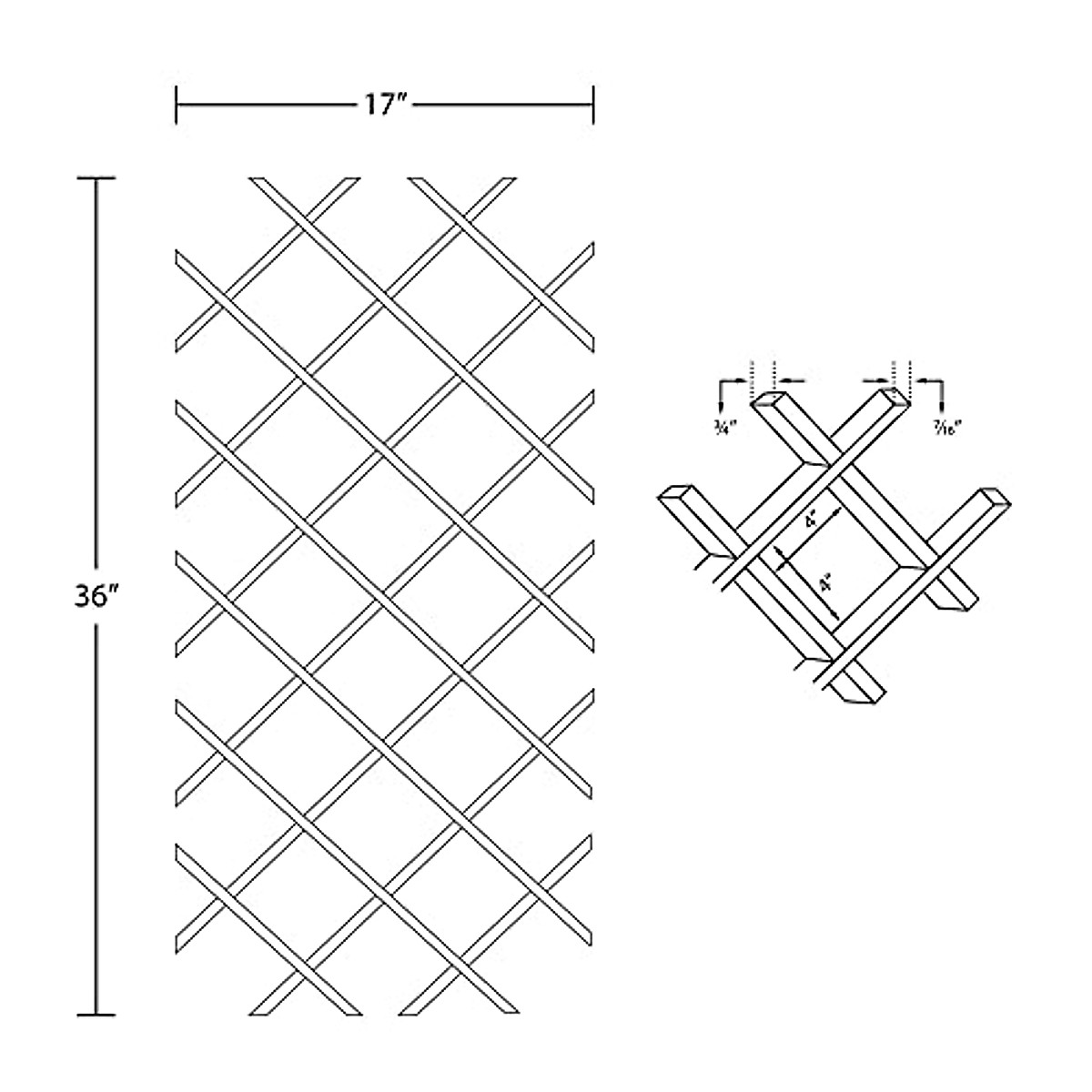 American Pro Décor 14-Bottle Trimmable Wine Rack Lattice Panel Inserts in Unfinished Solid North American Alder