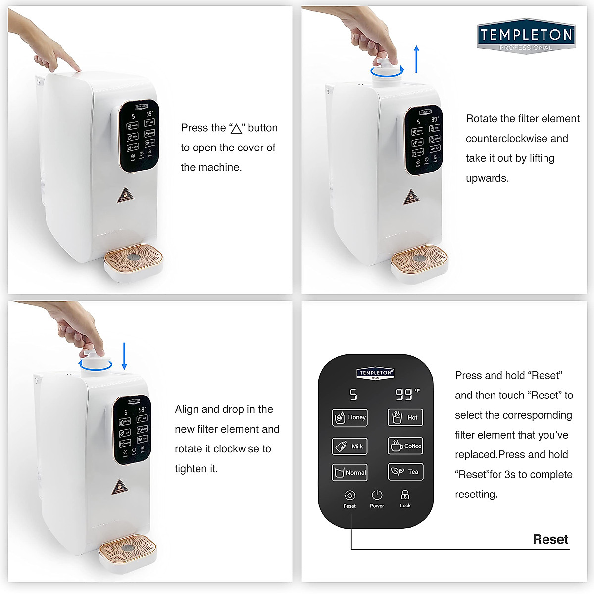 Templeton Reverse Osmosis 4 Stage Multi Temperature Countertop Water Purifying Dispenser