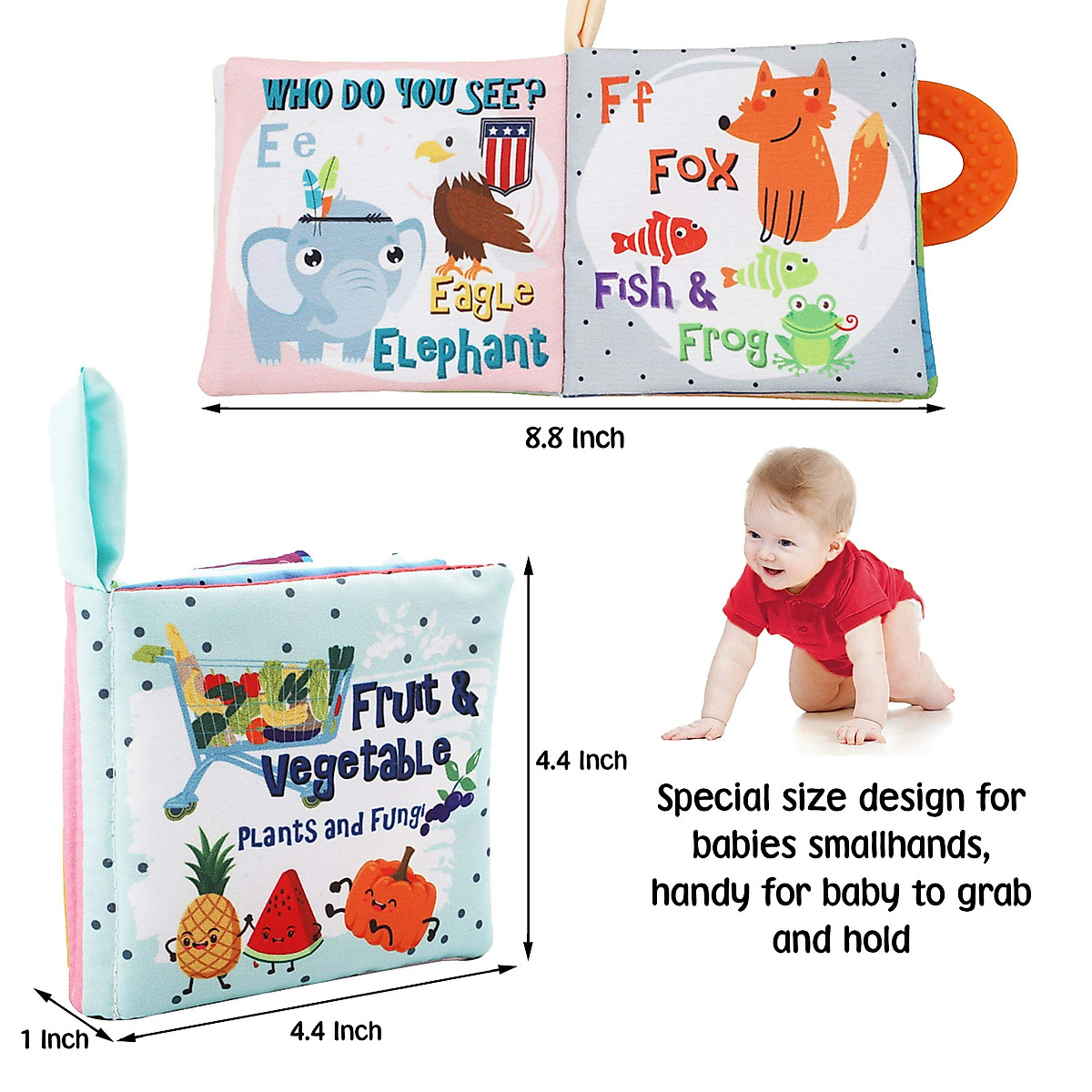 Baby Books Toys Gifts, Touch and Feel Cloth Crinkle Books for Babies,Infant Toddler Baby 0-3-6-12-18 Months,Early Learning Toys 6 to 12 Months 1-2 Years Old,Christmas Shower Gift for Boys Girls,8 PCS
