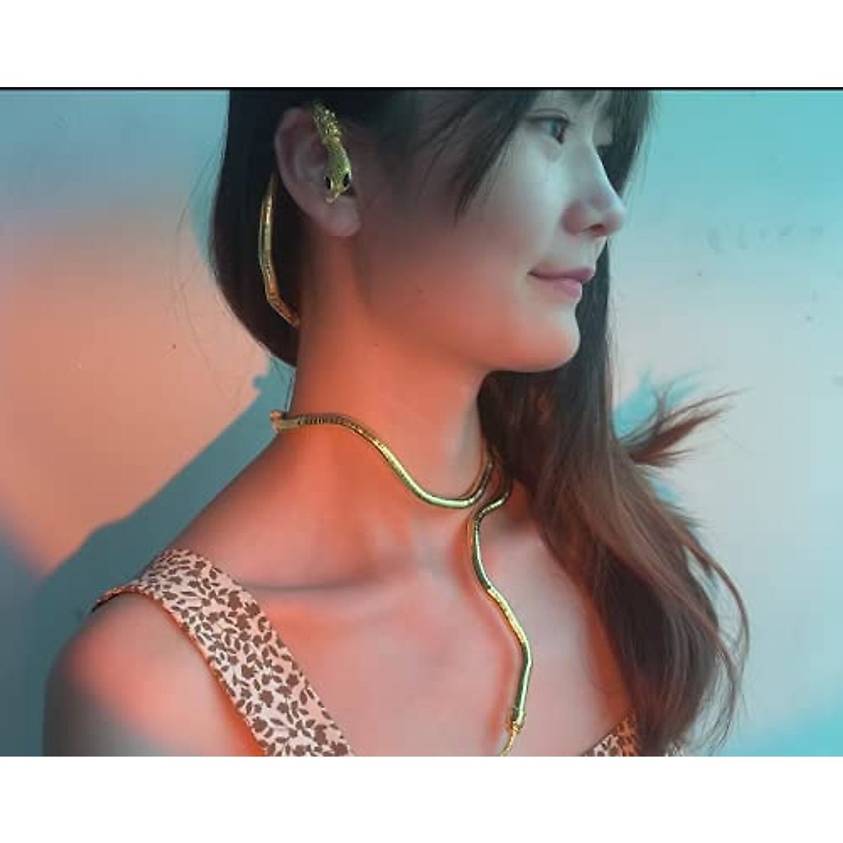 LAKIYOYO Bendable Snake Bracelet for Women Adjustable Punk Snake Choker - Flexible Multi-Purpose Medusa Necklace Hollween Jewelry（gold）