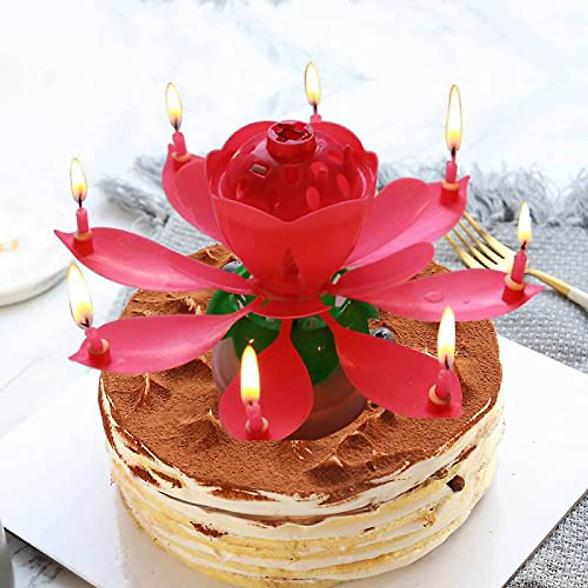 curfair Lotus Candle LED Festive Electric Lotus Candles Visual Effect Solid Paraffin Unique Creative Multicolor 1 Pcs