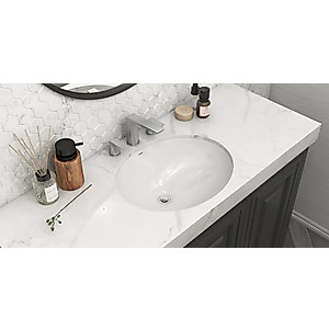 Ruvati 16 x 13 inch Undermount Bathroom Vanity Sink White Oval Porcelain Ceramic with Overflow - RVB0616