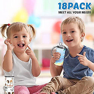 Hoolerry 18 Set 12 oz Sublimation Blanks Sippy Cup Kids Insulated Stainless Steel Sippy Cup with Handles Sublimationtumblers with Lids and Straws Heat Tape Polymer Sublimation Coating Coaster Brush