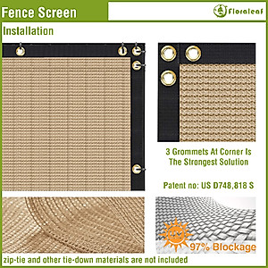 FLORALEAF Privacy Screen Fence Windscreen Mesh Shade Net Cover Heavy Duty Fencing 97% Blockage for Outdoor Wall Garden Yard Backyard Sand 4'x28'