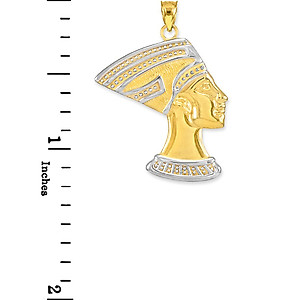 High Polish 10k Two-Tone Gold Egyptian Queen Nefertiti Bracelet Charm
