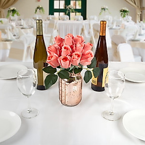 Pure Garden Artificial Rose Bud Bundles – 24PC Real Touch Fake 11.5-Inch Flowers with Stems for Home Décor, Wedding, or Bridal/Baby Showers (Coral)