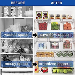 LALASTAR Upgraded Fridge Organizer Drawers, 2-PACK Refrigerator Organization and Storage, Mini Fridge Storage Containers with Handle, Adjustable Length 13.8"-21.4" (with Divider)