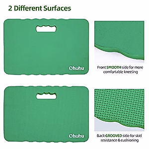 Ohuhu Premium Thick Kneeling Pad, 2-Pack Large Comfortable Gardening Knee Mat with 2 Different Surfaces, Extra Thick Knee Cushion Kneeler for Gardening, Work, Baby Bath, Exercise, 17 x 11 x 1.5 Inch