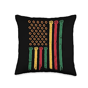 June 1865 Fisting Hands and Flowers June 19, 1865 US Flag Fisting Hands and Flowers Throw Pillow, 16x16, Multicolor