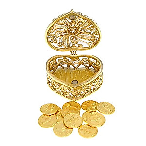 Wedding Unity Coins - Arras de Boda - Heart Shaped Box with Decorative Rhinestone Crystals 78 (Gold)
