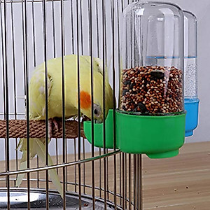 Balacoo 6pcs Automatic Bird Waterer Food Feeder Bird Water Bottle Drinker Food Container Dispenser Hanging Birds Cage for Parrots Budgie (Red Blue Green)
