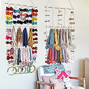 Headband Holder Bow Holder Jewelry Organizer for Girls，Bow Organizer with 30 Pcs S-Hook，Headband Organizer for Hangable Toys,Nursery Closet