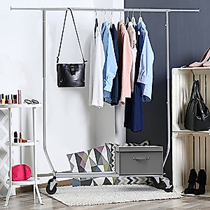 Garment Rack Heavy Duty, Sable Commercial Grade Rolling Foldable Clothes Organizer, Adjustable with a Storage Box Hang up to 330lbs