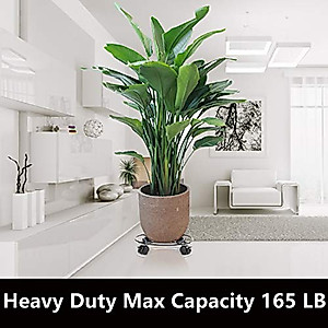 Plant Caddy with Wheels Heavy Duty, Metal Iron Large Potted Plant Stand Holder, Move Around Indoor Outdoor Garden Patio Flower Pot,Planter Adjustable Rolling Dolly Casters with Locking 13 Inch 2 Pack