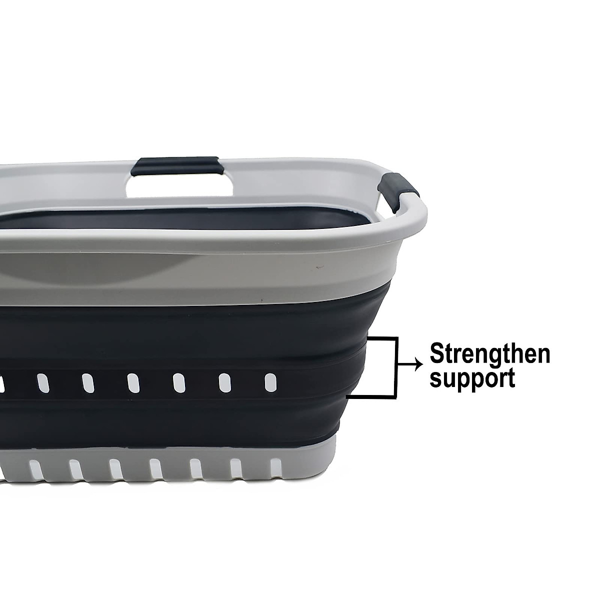 SAMMART 30L (8 gallons) Collapsible Plastic Laundry Basket/Hamper-Foldable Storage Container/Organizer-Space Saving Outdoor Pop Up Saving (Grey/Slate Grey (Set of 2))