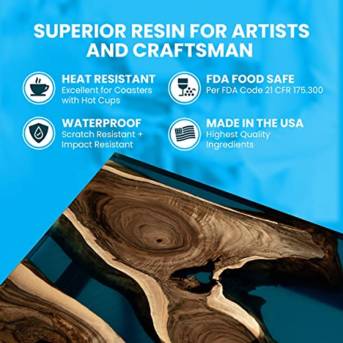 Epoxy Resin Art Resin Crystal Clear Formula- The Artist's Resin for Coating, Casting, Resin Art, Geodes, Tabletop, Bar Top, Live Edge Tables, River Tables- Non-Toxic -1 Gallon Kit
