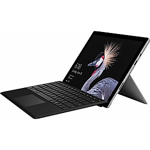 Latest Model Microsoft Surface Pro 12.3" PixelSense Touchscreen High Resolution Tablet PC with Black Type Cover, Intel Core M3-7Y30 Processor, 4GB RAM, 128GB SSD, WIFI, Windows 10 Pro, Silver
