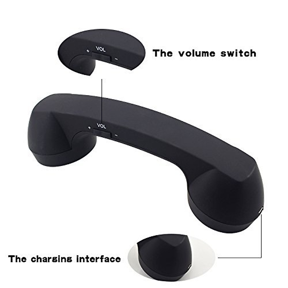 Retro Phone Handset Wireless Bluetooth Handset Mic Headphones Comfort Mic Speaker Phone Call Receiver Compatible with iPhone iOS Android iOS Cell Phone Telephone