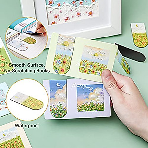 12 PCS Painting Magnetic Bookmarks, Fall Magnet Book Markers with Card, Page Clips Bookmarks for Students Women, Laminated Book Mark for Reading Lovers Girls Teachers School Stationery Gifts