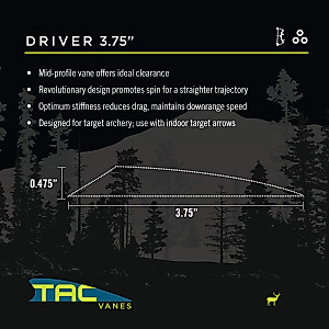 TAC Vanes 3.75" Driver Hybrid Vanes, White Vanes, Pack of 36, Vanes for Archery Bowhunting and Recreational Shooting