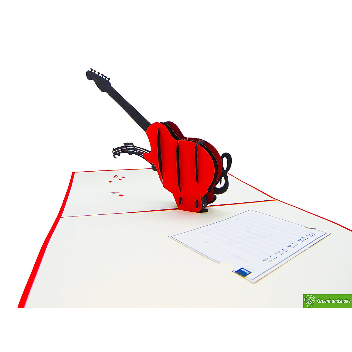 Guitar, Pop Up Card, 3D Popup Greeting Cards, for Birthday, Valentine's Day, Mothers Day, Spring, Fathers Day, Graduation, Wedding, Anniversary, Thank You, Get Well, All Occasion | 7" x 5"