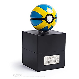 The Wand Company Pokémon Poké Ball Authentic Replicas - Realistic, Electronic, Die-Cast Poké Ball with Display Case Light Features (Quick Ball)
