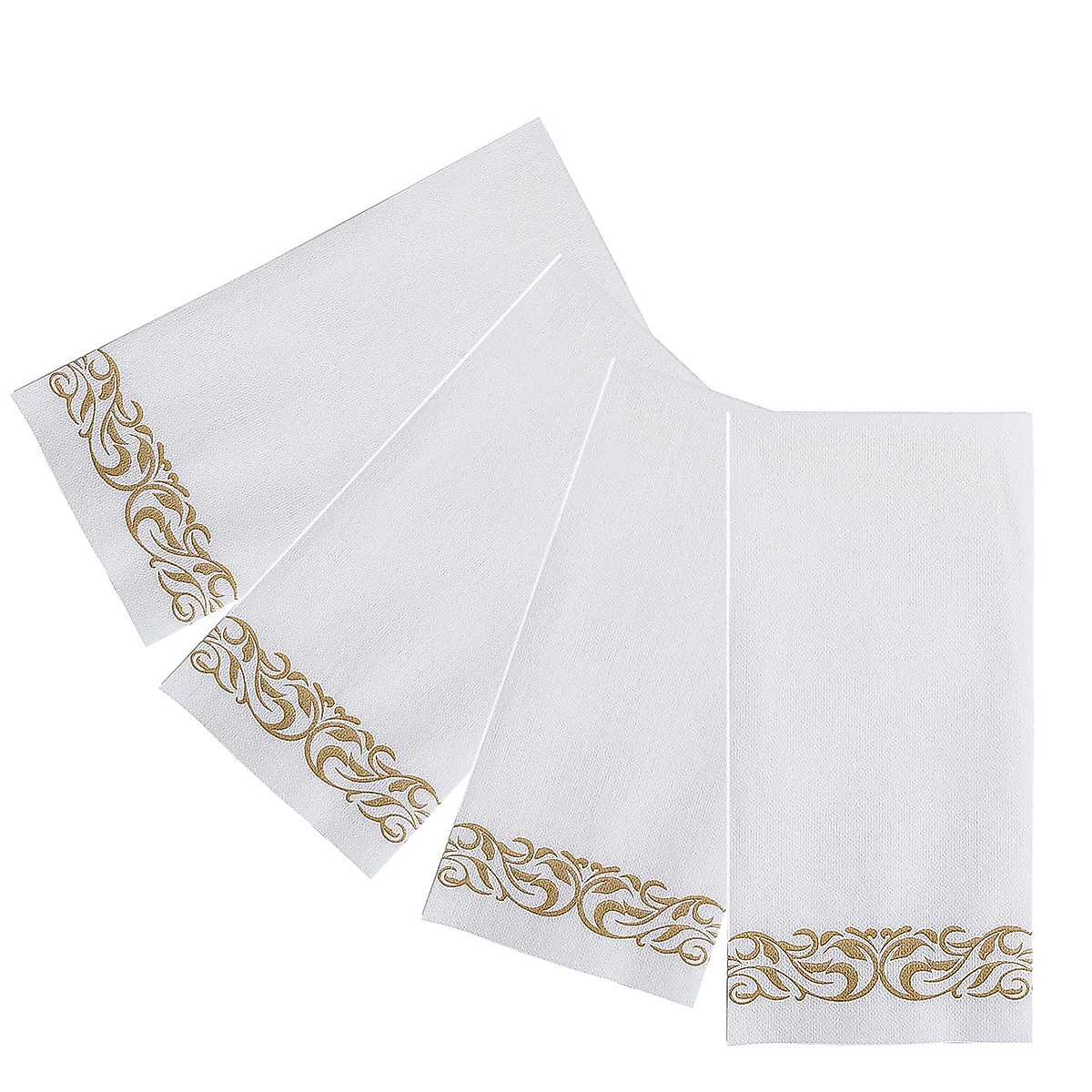 FOCUSLINE 200 Linen Feel Disposable Bathroom Napkins, Soft and Absorbent Paper Guest Towels, Cloth-Like Paper Hand Towels Decorative Napkins for Parties, Weddings, Dinners or Events, Gold, 12" x 17"