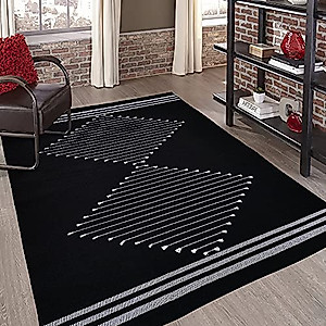 Boho Area Rug 4'x6' Woven Black Rugs Cotton Moroccan Geometric Chic Bohemian Indoor Outdoor Rug Farmhouse Throw Rug Washable Floor Carpet for Entry Mat Living Room Bedroom Patio Decor
