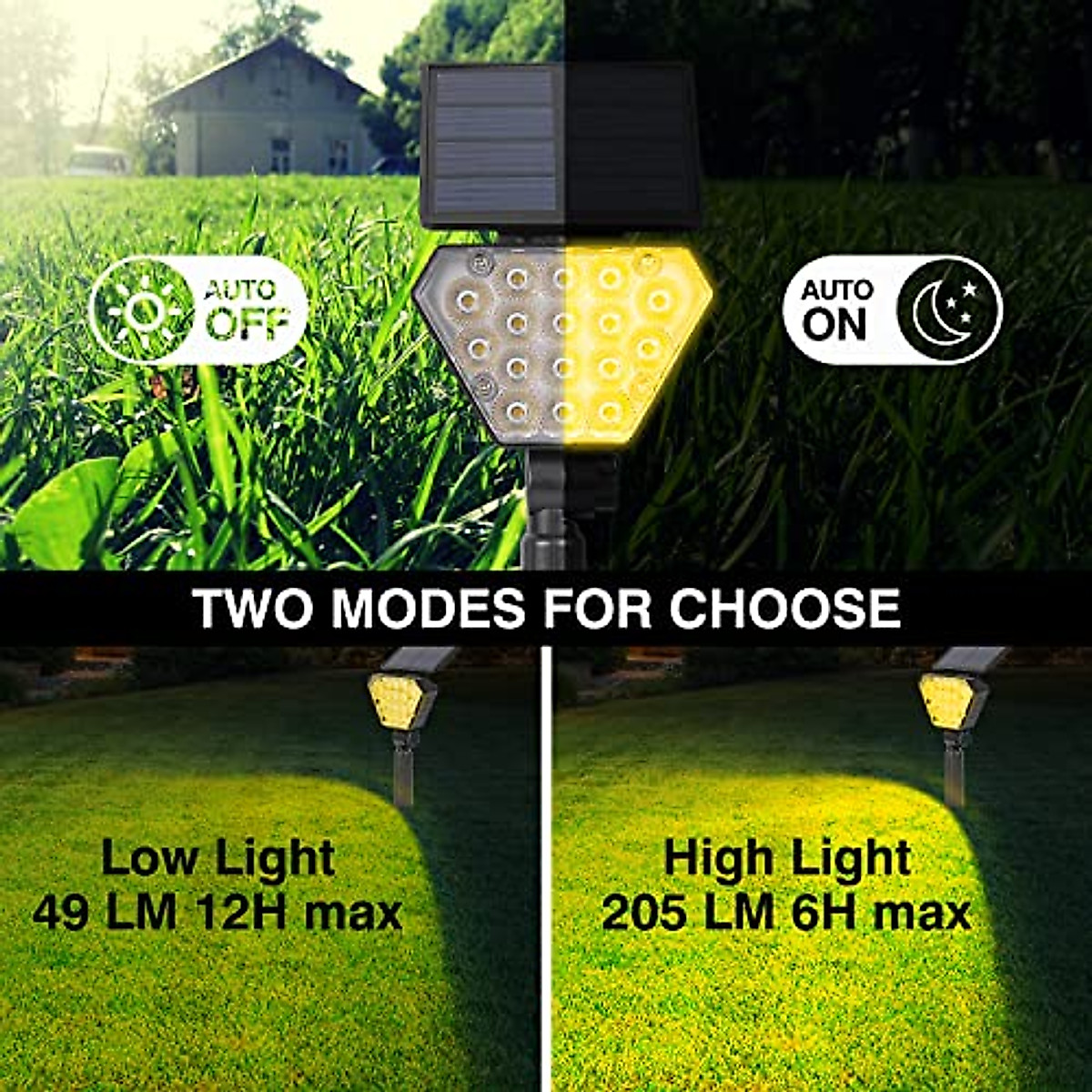 T-SUN Solar Spotlights Solar Landscape Light 16 LED Solar Outdoor Lights, Warm Light IP65 Waterproof Solar Spot Light Garden Lights for Yard Lawn Path 6 Pack