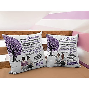 Artgearify Personalized to My Daughter, I Hugged This Soft Pillow, Customize Your Clothes Hair Names, Mom to Daughter Pillow, Decorative Throw Pillows (14" x 14")