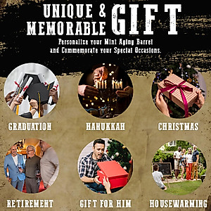 Personalized - Custom Engraved American Premium Oak Aging Barrel - Age your own Whiskey, Beer, Wine, Bourbon, Tequila, Rum, Hot Sauce & More | Barrel Aged (2 Liters)