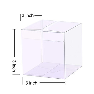YOZATIA 25PCS Transparent Boxes 3 x 3 x 3 inch, Clear Plastic Boxes Gift Boxes for Wedding, Party and Baby Shower Favors