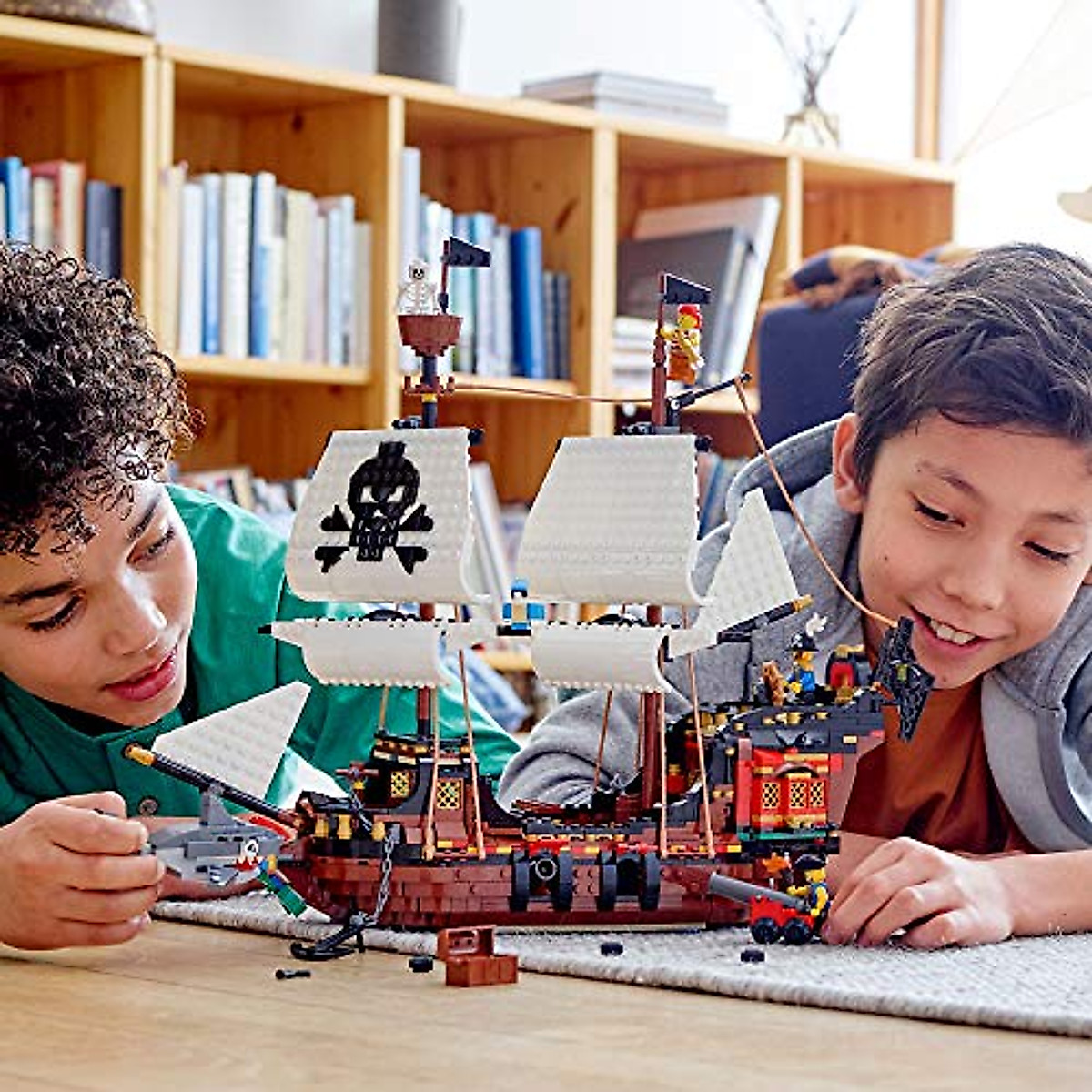 LEGO Creator 3in1 Pirate Ship 31109 Building Set - Toy Ship with Inn, Skull Island, Featuring 4 Minifigures, Shark Figure, Gift for Kids, Boys, and Girls Ages 9+ Years Old