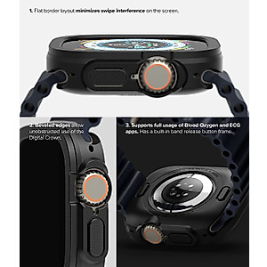 Ringke Air Sports [Tailored Cutouts] Compatible with Apple Watch Ultra 2 Case and Designed for Apple Watch Ultra Case, Soft Flexible Bumper Lightweight Slim TPU Cover for Women, Men - Black