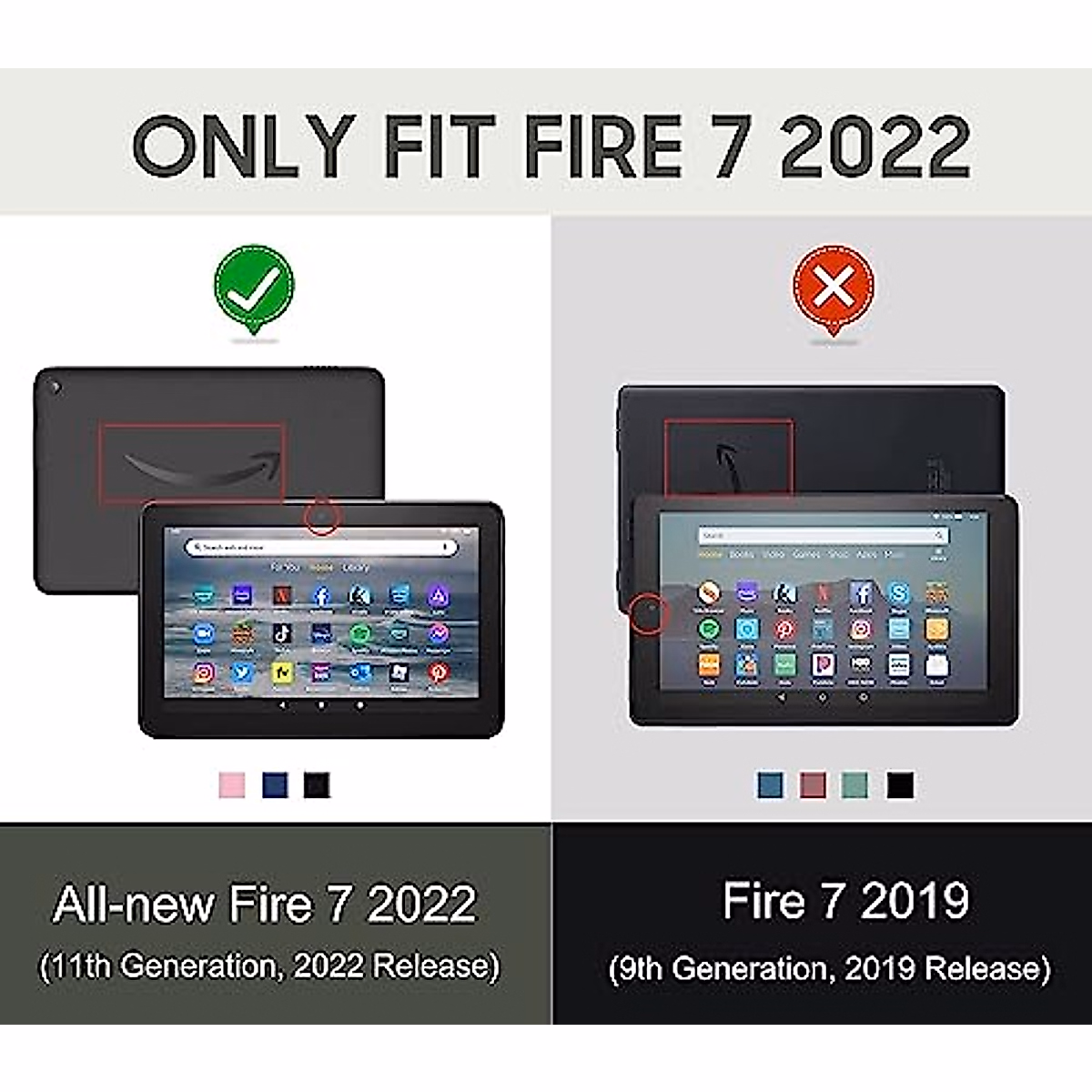 New Amazon Kindle Fire 7 Case (12th Generation 2022 Release), Premium PU Leather Folio Stand Cover Case with Smart Auto Wake/Sleep for All-New Fire 7 Tablet 2022 Release, Flower White Daisy