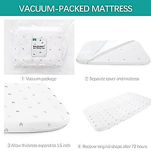 Bassinet Mattress Topper 33" x 20" Fits Mika Micky, Baby Delight, Koolerthings and Other Bedside Sleeper Bassinet, Waterproof Lining Breathable Soft, Baby Foam Mattress with Removable Zippered Cover
