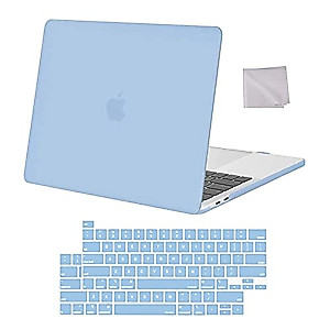 MOSISO Compatible with MacBook Pro 13 inch Case 2023, 2022, 2021-2016 M2 M1 A2338 A2251 A2289 A2159 A1989 A1708 A1706, Plastic Hard Shell Case & Keyboard Cover Skin & Wipe Cloth, Airy Blue